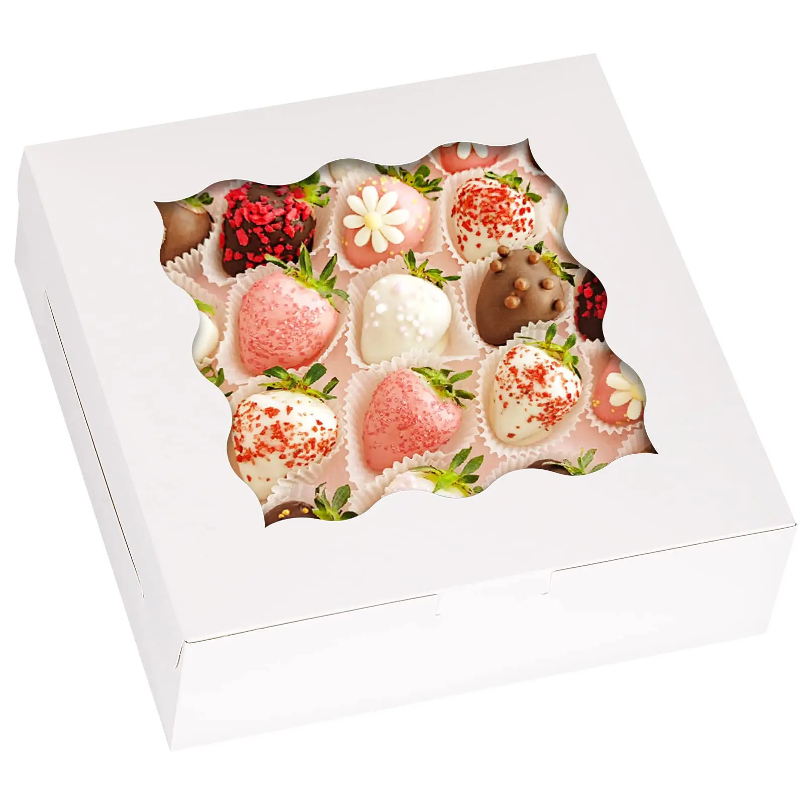 White Paper Bakery Box - Customizable 10x10x5 Cake Packaging