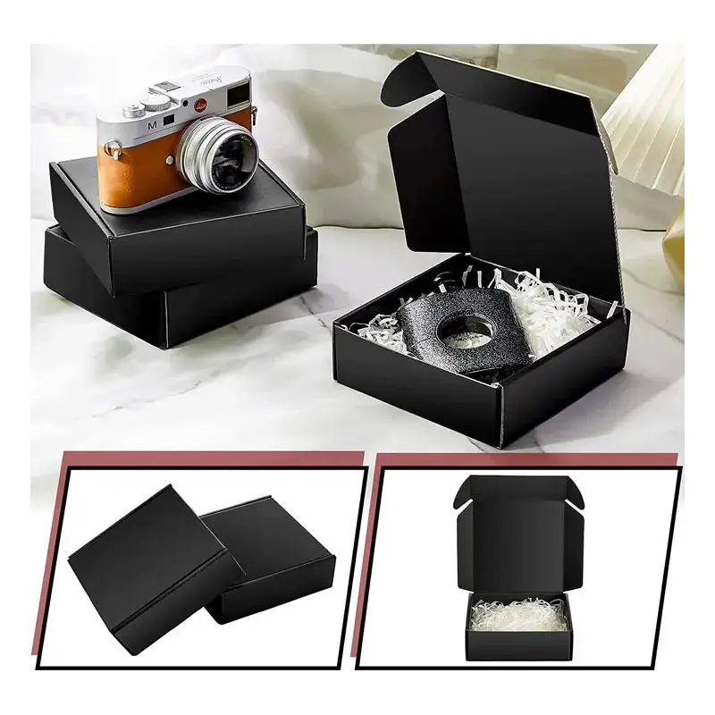 Customized Black Shipping Boxes Pink Corrugated Cardboard Black Mailing ...