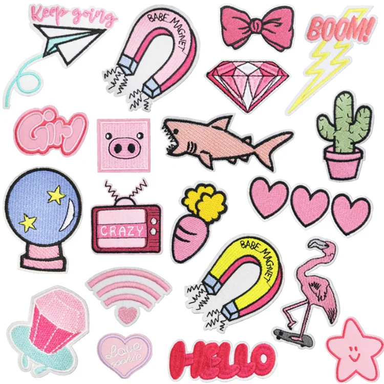 Personality Girl Series Twill Fabric Embroidered Patches Iron-On Style ...