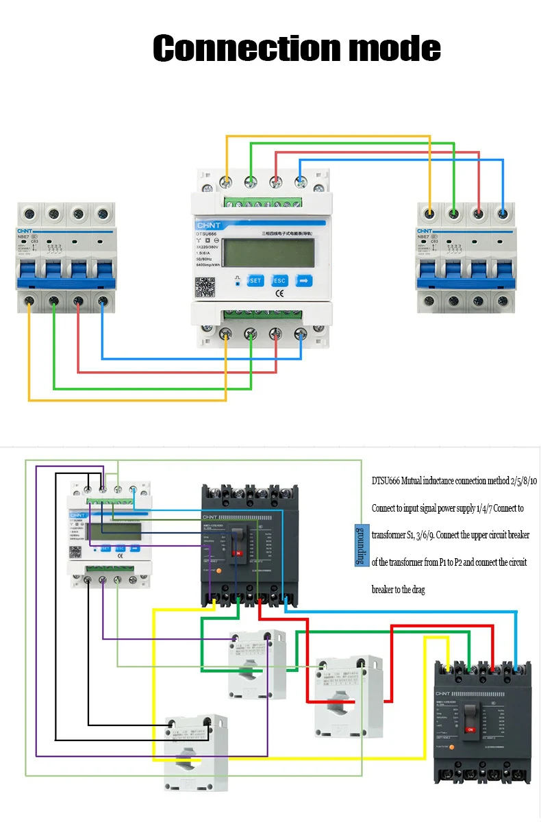 Deye Chint Chnt Dtsu666 Rs485 220v/380v 5-80a Watt-hour Meter ...