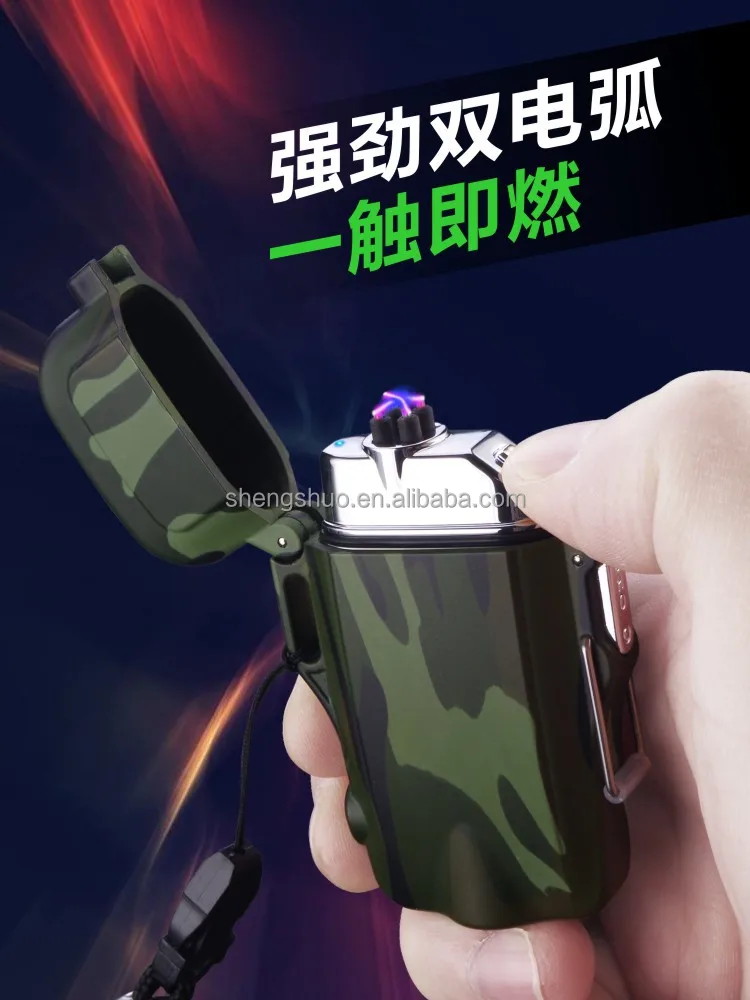 Outdoor Camouflage Waterproof Double Arc Pulse Lighter Electric Plasma ...
