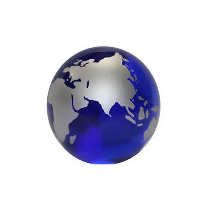Mh-sj051 Blue Crystal Earth Ball Crystal Globes World Map Papweight ...