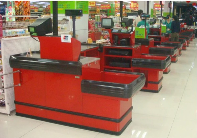 Custom Green Grocery Store Modern Checkout Counter Retail Supermarket ...