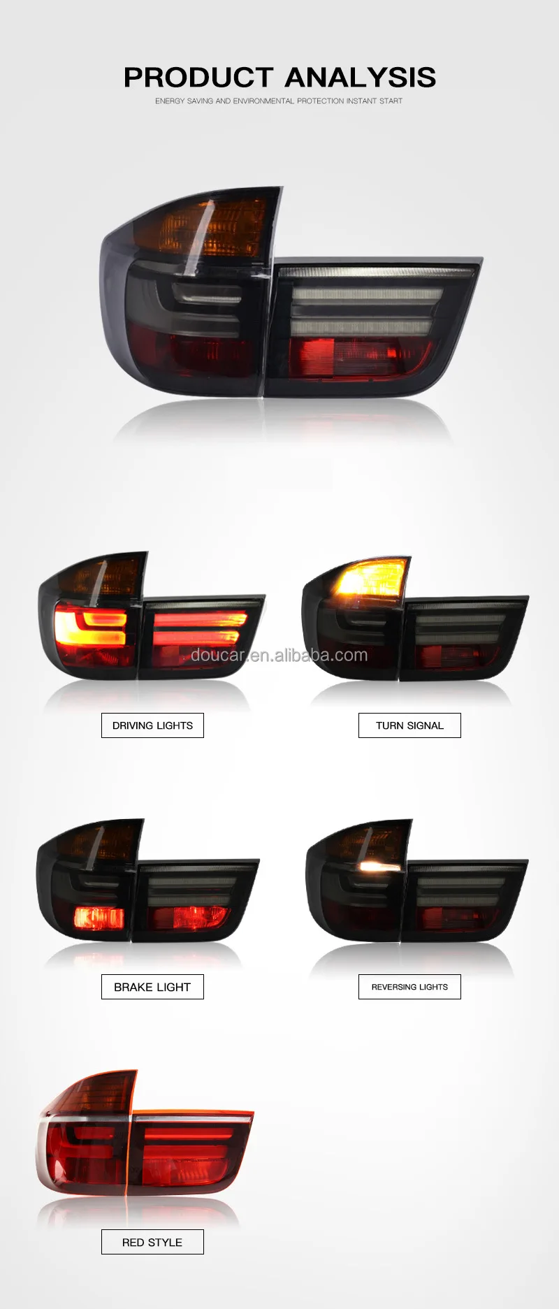 Doucar Bmw Tail Lights For X5 Series 2007-2013 E70 Led Tail Lights ...