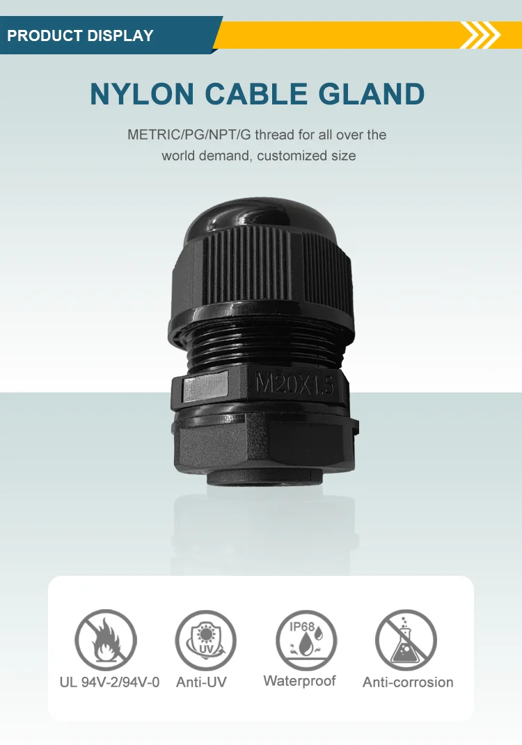 M16 M20 M25 M32 Cable Gland Nylon Xingtaida Waterproof IP68 Black White Cable Gland Plastic ...