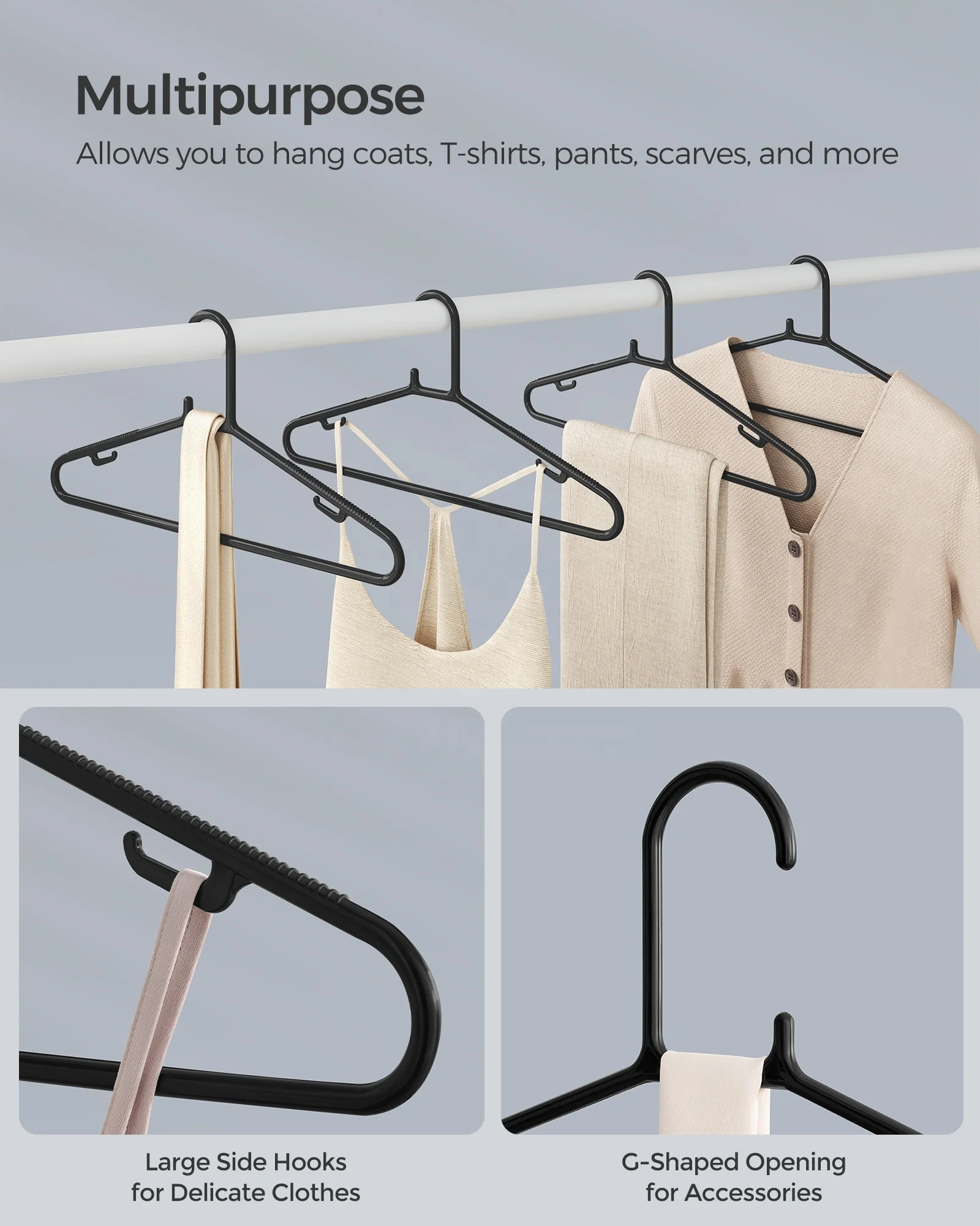 SONGMICS Space-Saving Clothes Hangers 30 Pack Lightweight Hangers for ...