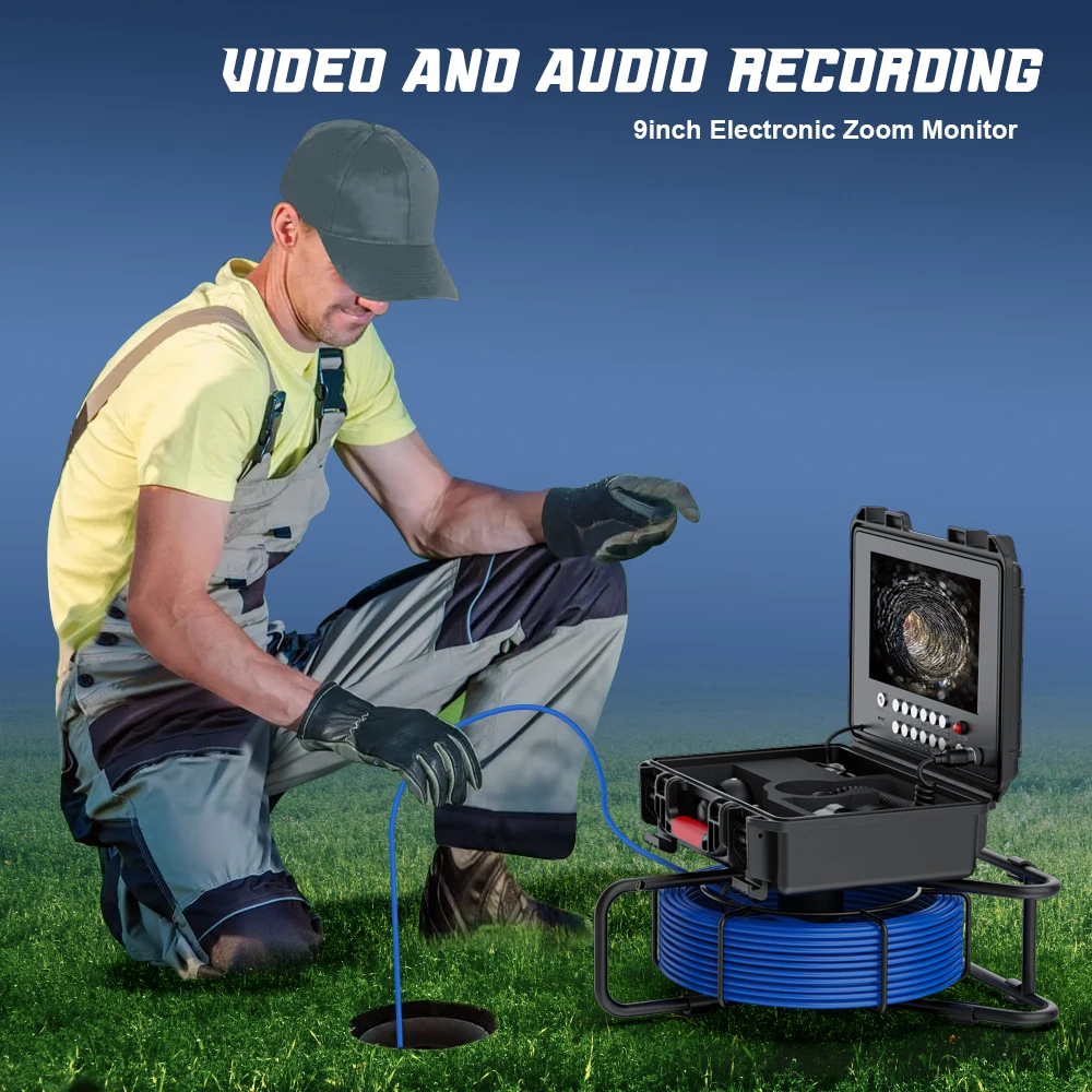 9in Wireless WiFi Sewer Drain Camera Inspection - 1080P, Night Vision, OEM