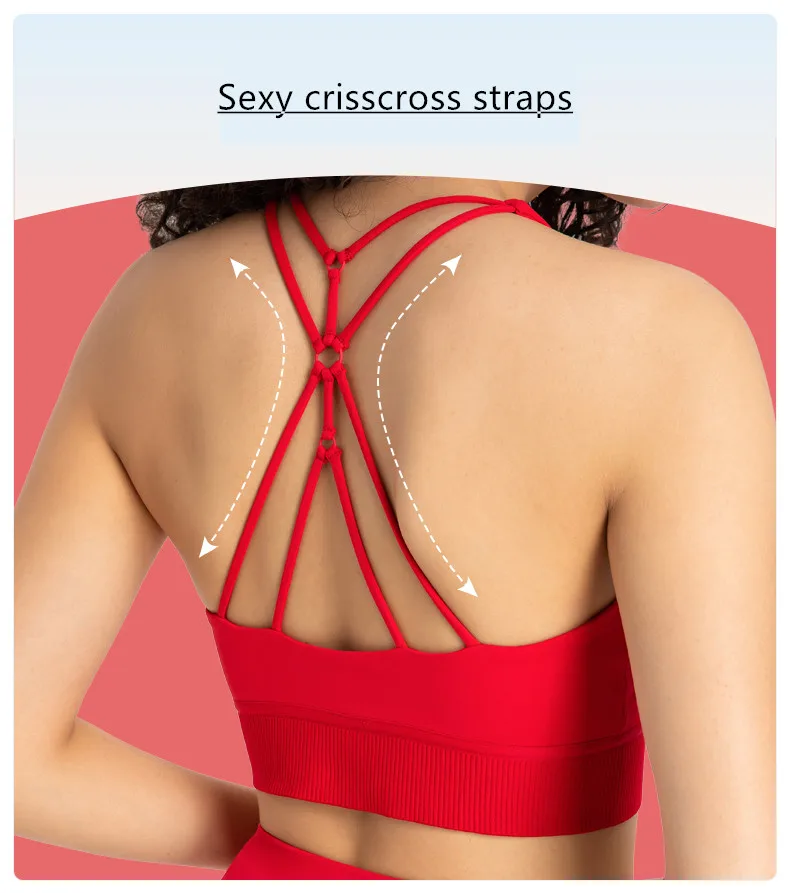 High Quality Lycra Sports Bra Plus Size Wireless Wholesale Solid Color Ribbed Waistband Sports