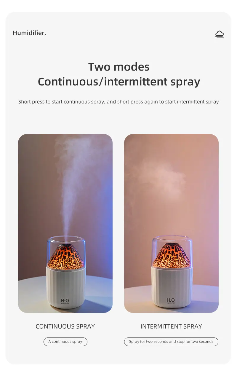 H2o usb colorful humidifier fire flame humidifier diffuser smart ...
