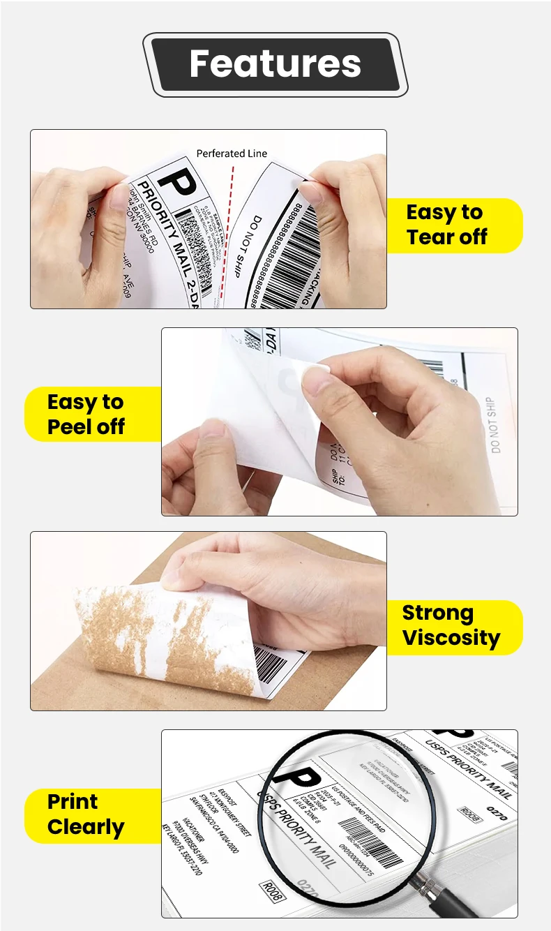 10 Packs Fanfold Thermal Shipping Label Paper Pack Of 5000 Sheets 4x4 ...