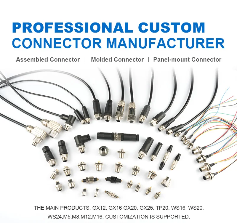 Industrial Grade M12 Metal Shell Aviation Connector 2/3/4/5/6/8/12 Pin ...