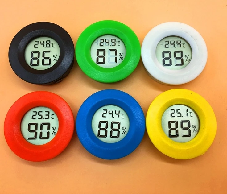 Lcd Display Indoor Temperature Sensor Round Mini Hygrometer Thermometer ...
