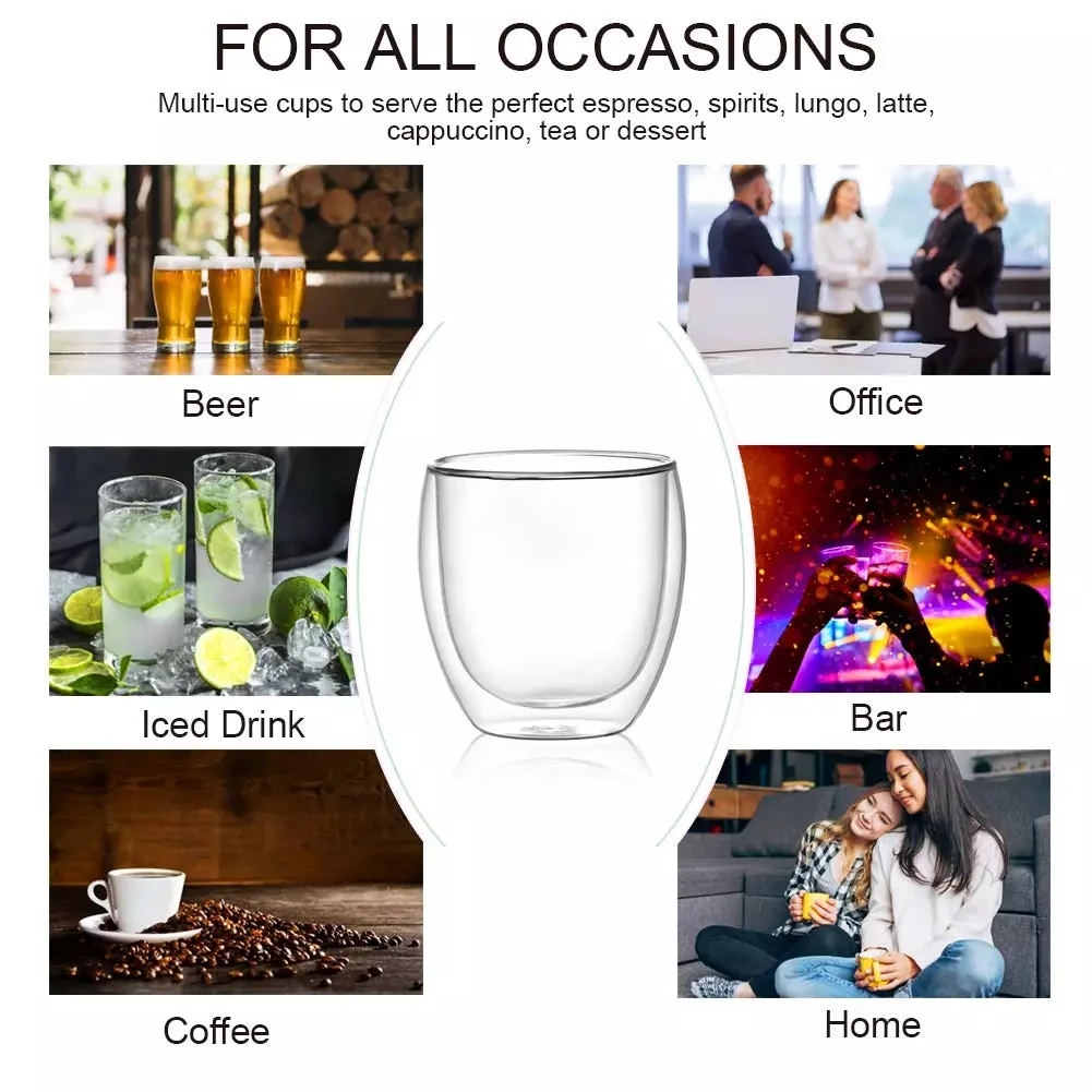 Clear Double Wall Glass Mug - Perfect for Cafe Latte