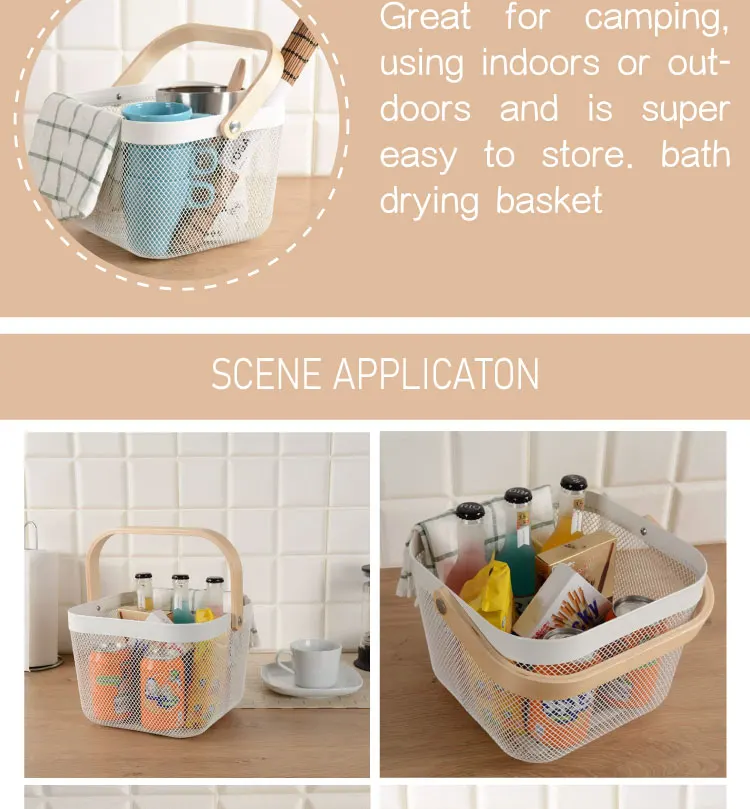 Metal Mesh Baskets Fruit Holder Portable Snacks Fruit Vegetable Hollow ...