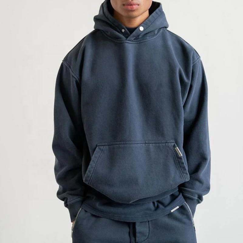 Blank High Quality No Drawstring Plain Hoodies Mens Cotton