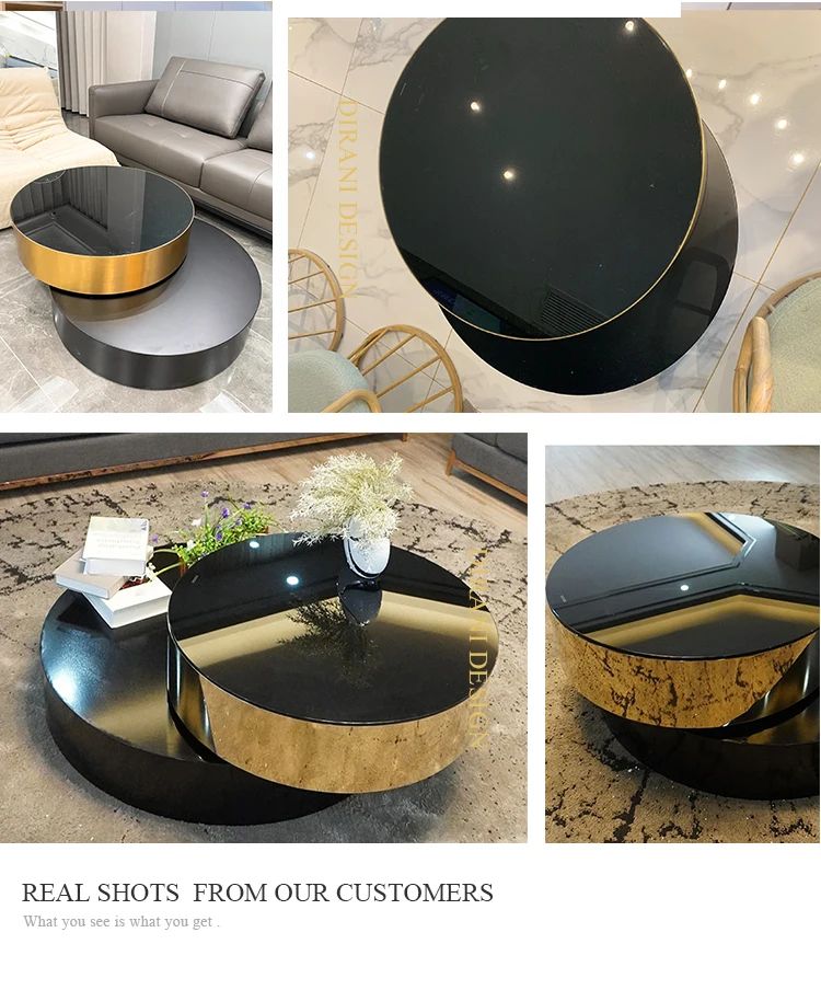 Adjustable End Round Coffee Table Stainless Steel Furniture Double ...