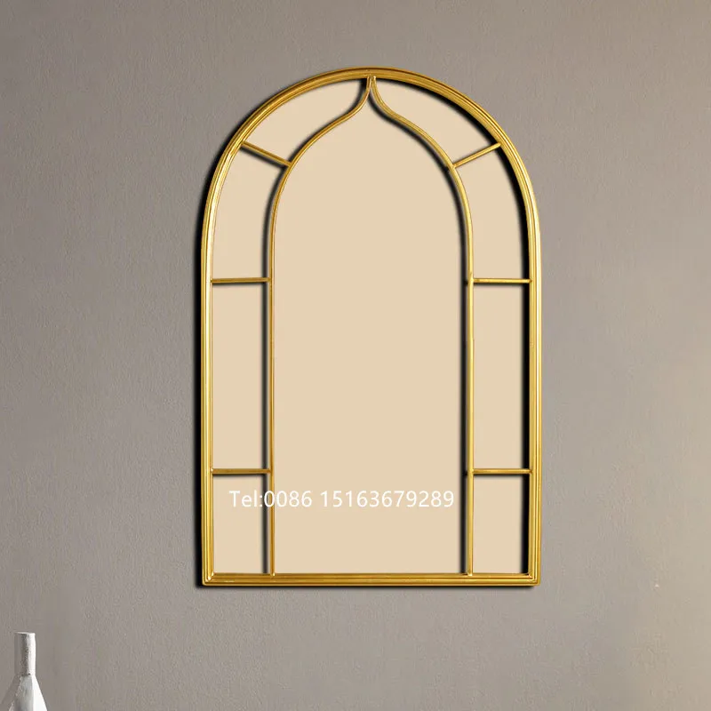 New Industrial Style Brass Large Window Style Metal Frame Wall Mirror ...