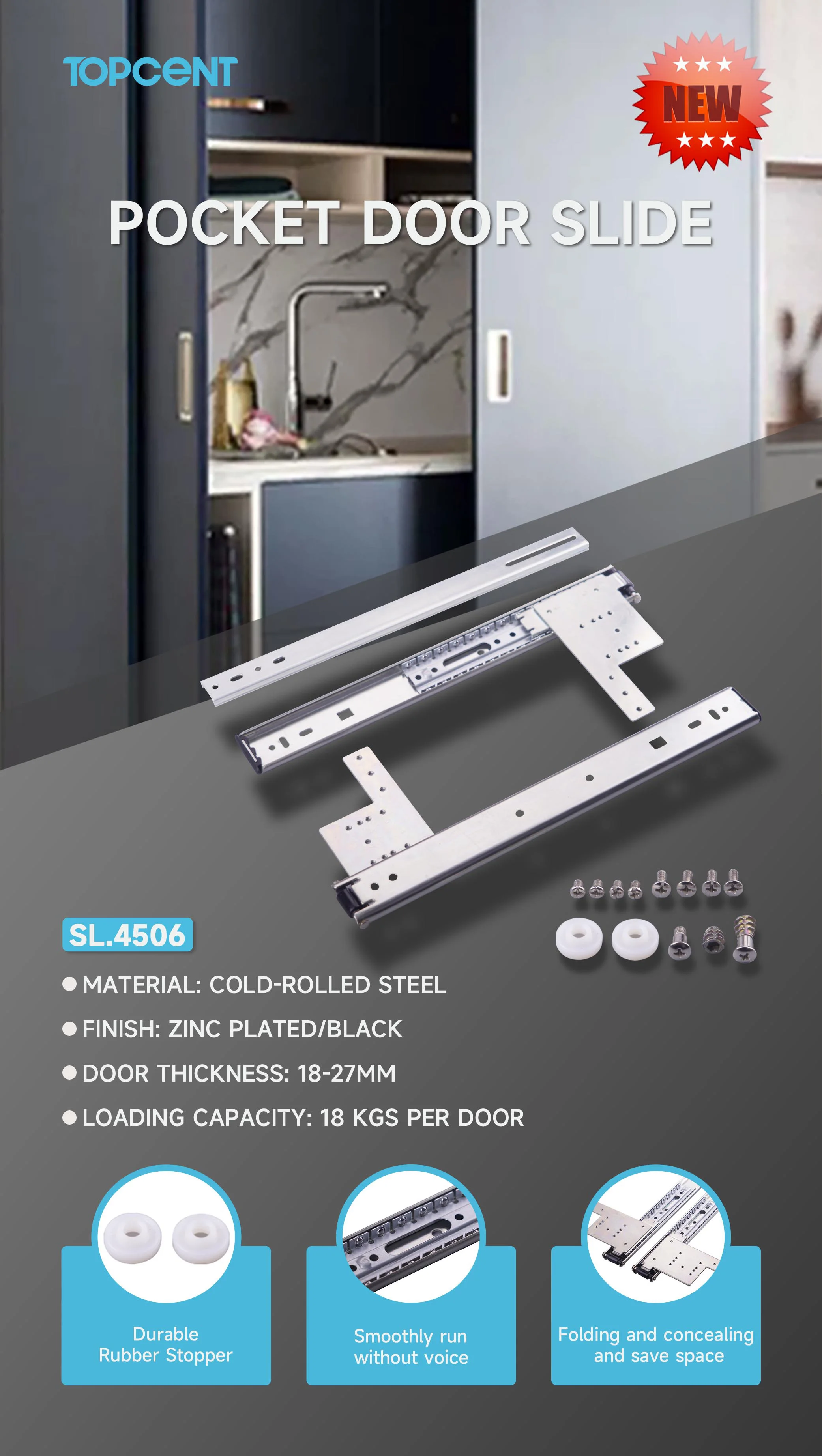 Topcent Wholesale Cabinet Pocket Door System - 35mm Ball Bearing ...