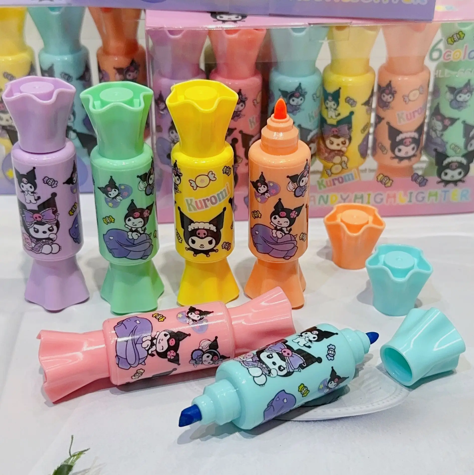 San-rio Kuromi Highlighter Students Cute Cartoon Creative Candy Shape ...