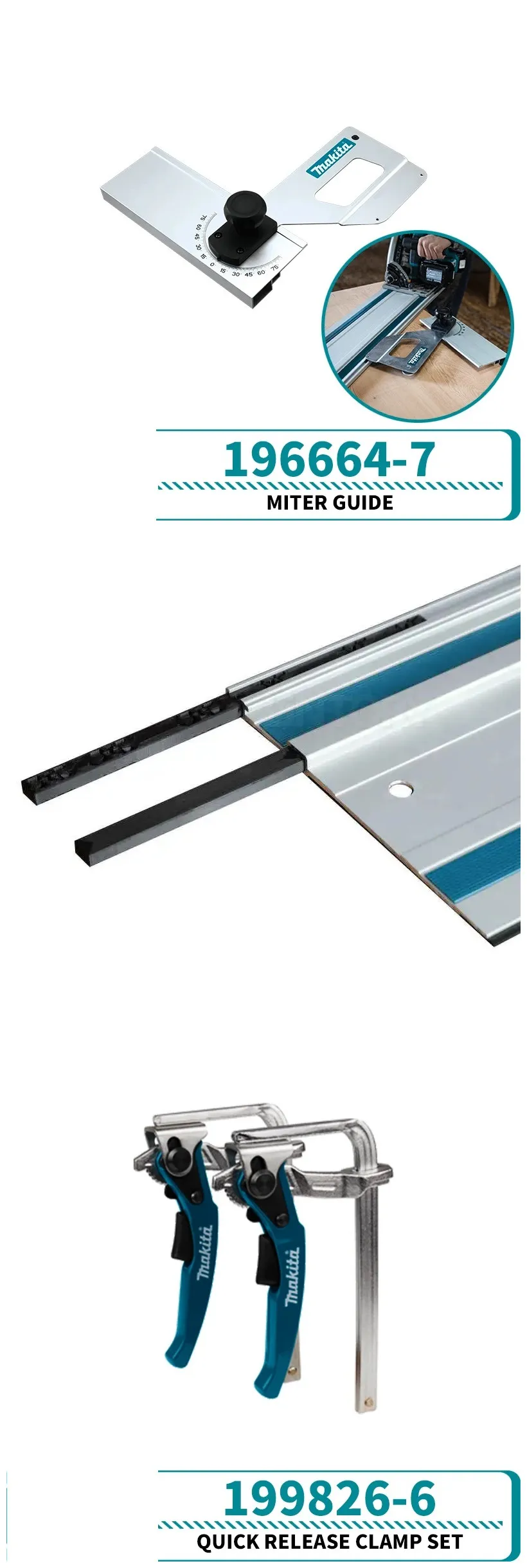 Guide Rail Connector 199826-6 QUICK RELEASE CLAMP Set 196664-7 Miter ...