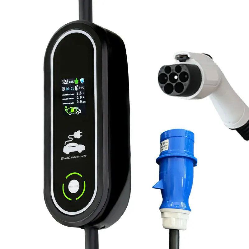 Big Screen 32a 22kw Gbt Ev Charger Evse Level 2 Portable Ev Charger ...