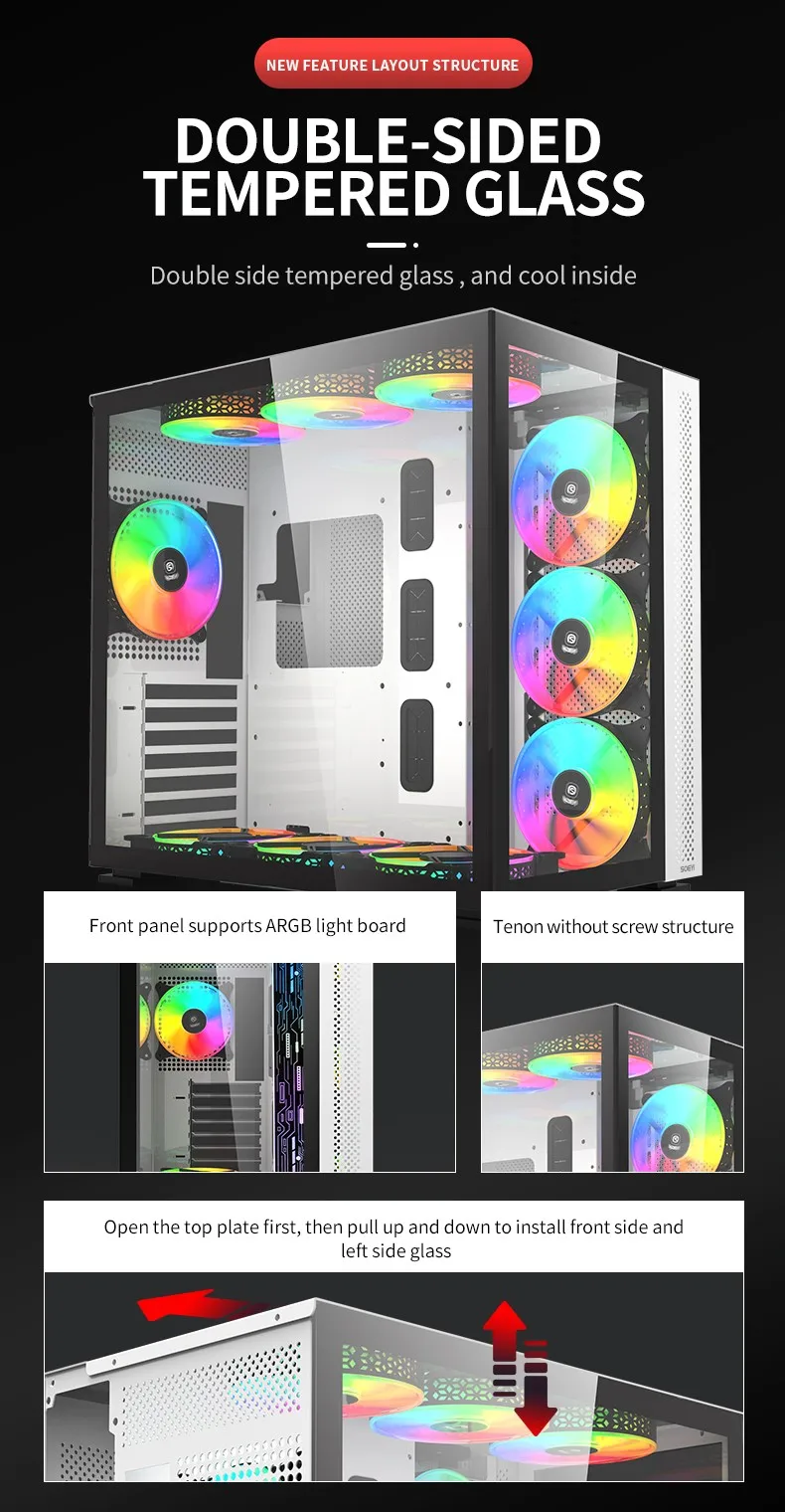 SOEYI 4000D Airflow Black White Pink Multiple Radiators 360mm 280mm ...