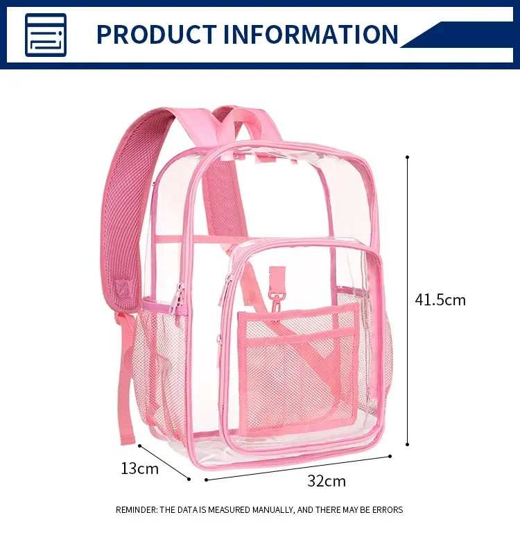 Customized See Through Stadium Approved PVC Transparent Backpack for ...