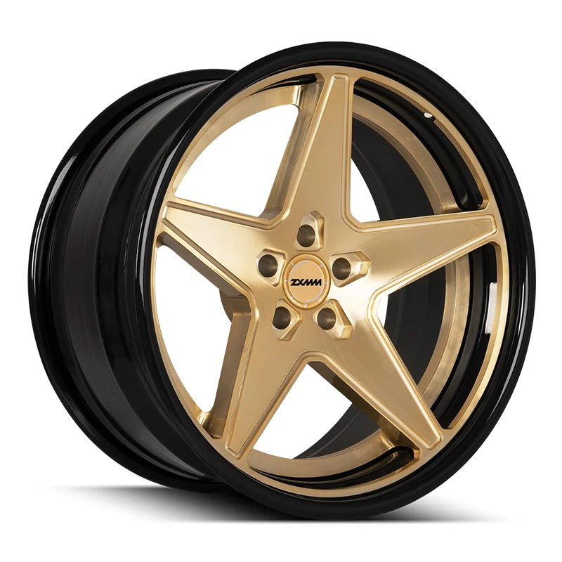 Custom Forged 2 Piece Gold Spoke Alloy Passenger Car Wheels 17 18 20 22 ...