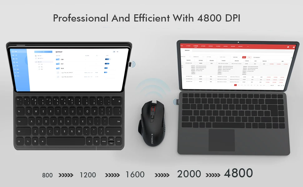 Professional Ergonomics Design Wireless Mouse Optical 4800DPI USB ...