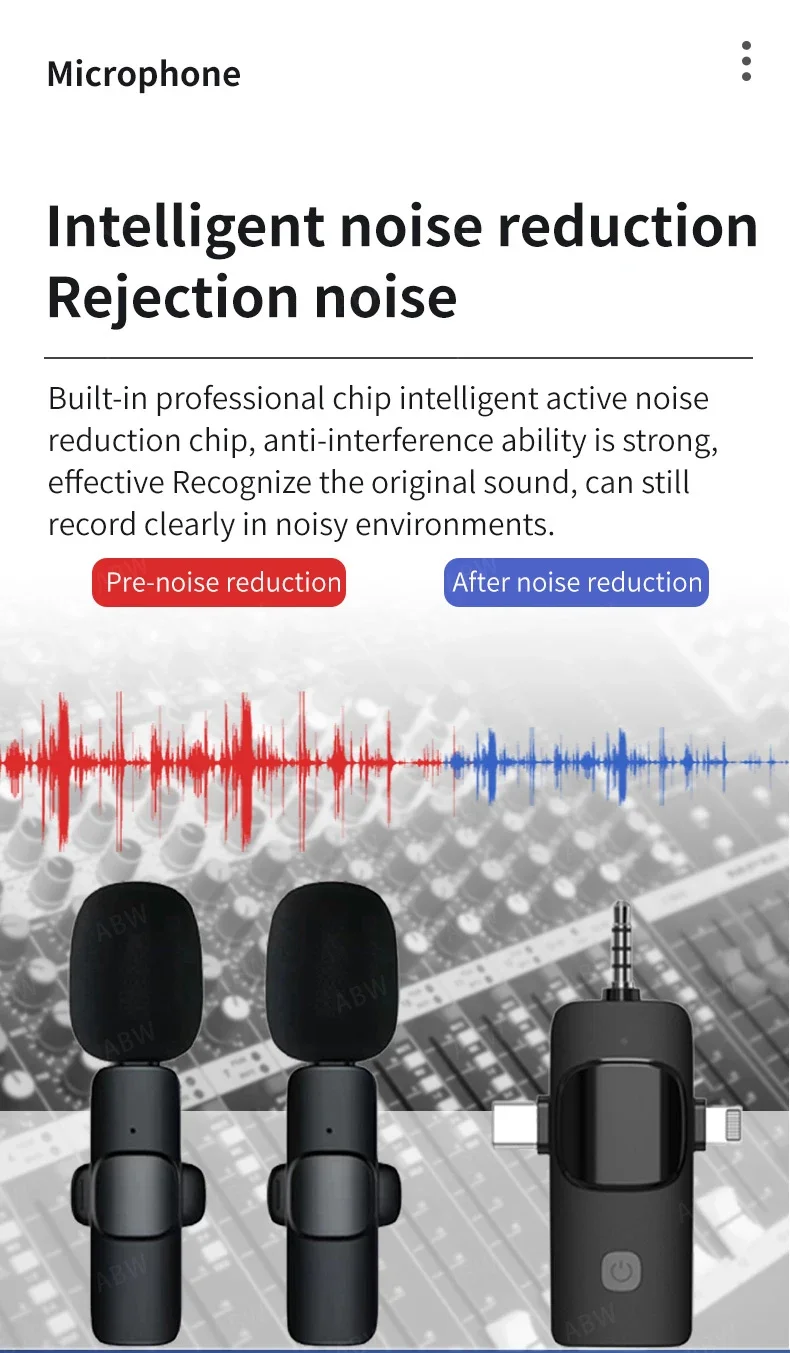 K15 3 In1 Lavalier Microphone Noise Cancelling Audio Wireless Microphone 2.4g Wireless Lavalier ...