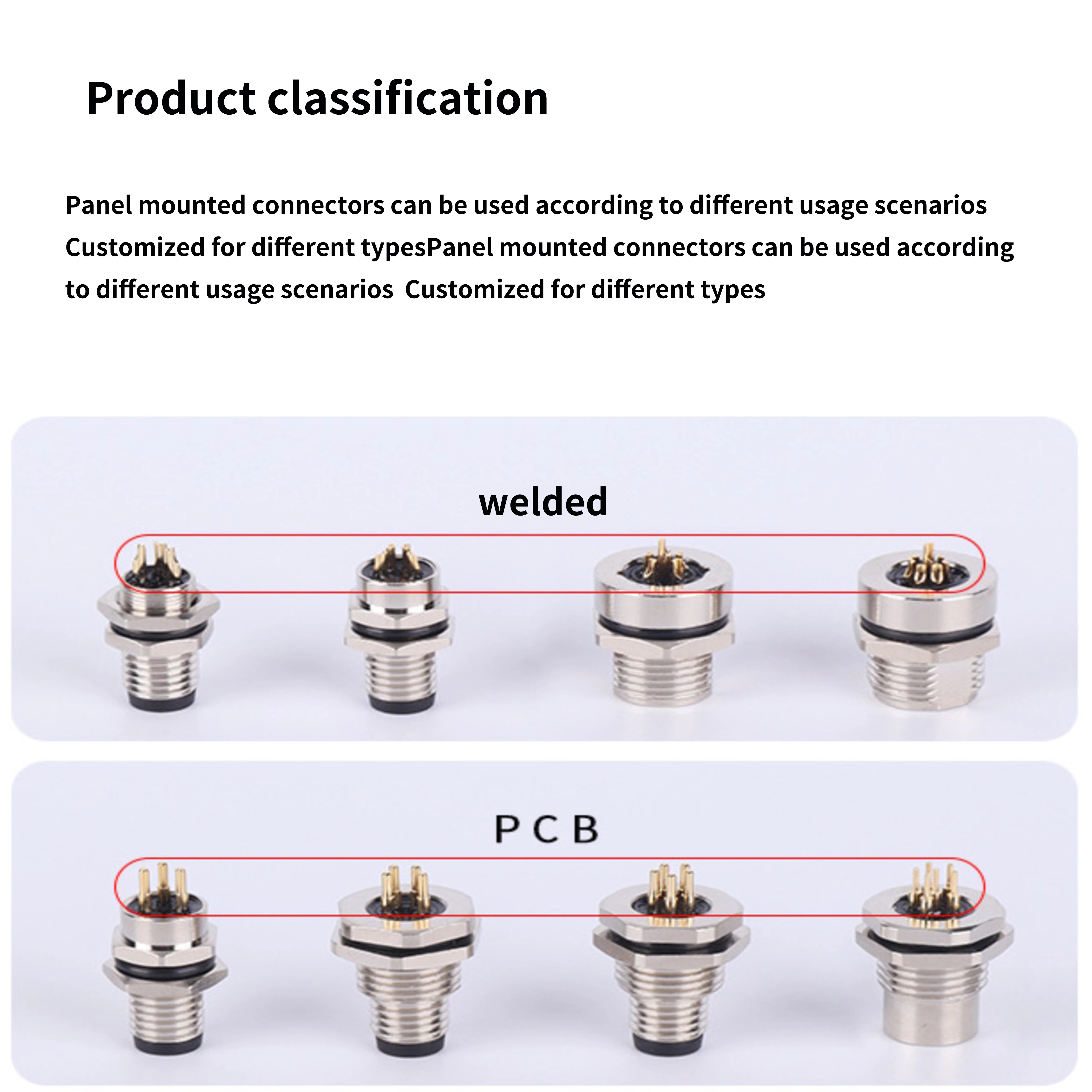 M12-3pin Through-wall Pcb Panel Mounting Plug Socket Connector Male Female Circular Adapter ...