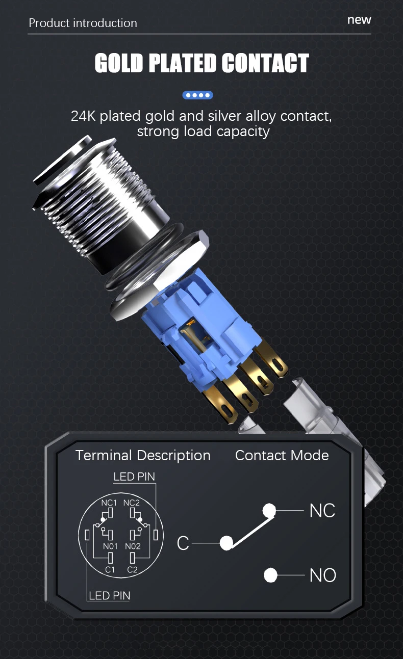 Kacon Kacon Metal Push-button Switch High Current 22mm Waterproof Self ...