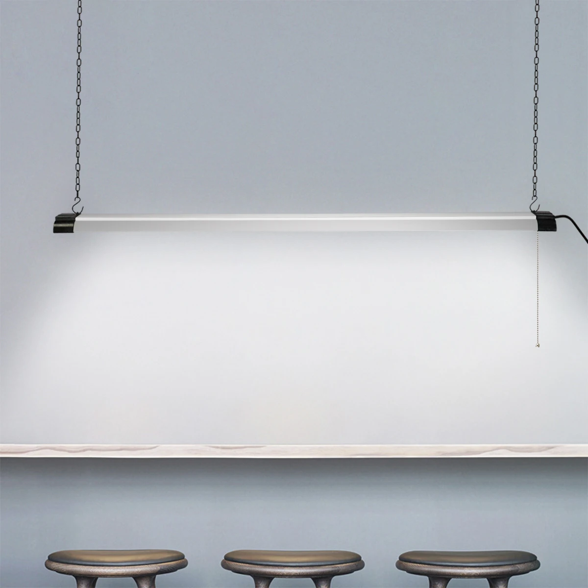 4ft Led shop light Linkable pull chain operated Hanging Natural White ...