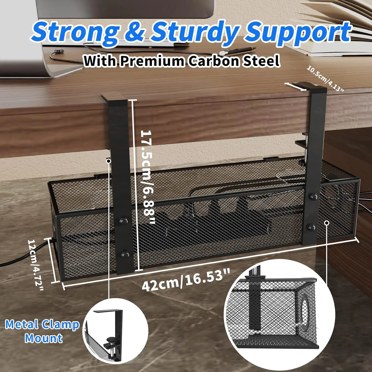 Under Desk Cable Management Tray Computer Cord Organizer For Desk Wire ...