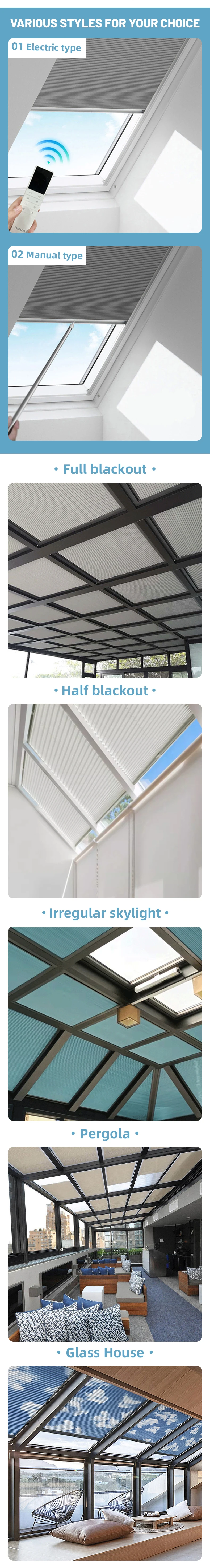 Horizontal House Roof Window Manual / Motorized Decorative Blackout ...