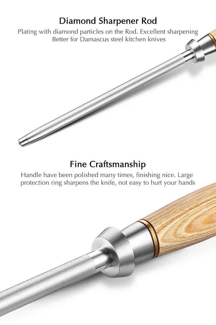 Restaurants Knife Sharpening Diamond Sharpener Rod Honing Steel with ...