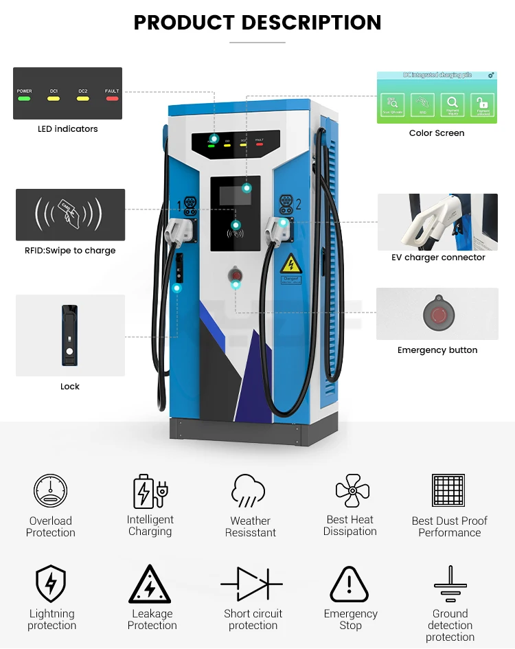 Xydf Popular Gbt,Ccs1,Ccs2,Chademo Ev Charger Ocpp 1.6 60kw 120kw Double Plugs Ev Charger Dc ...