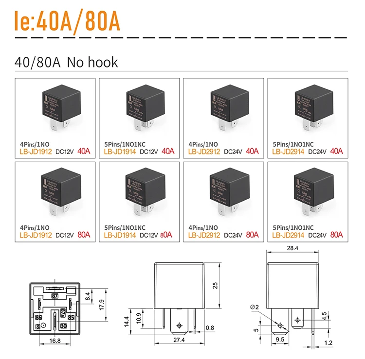 Lanboo 80a Automotive Relay 12v24v Integrated 4/5 Foot Waterproof,Oilproof And Dustproof Car ...