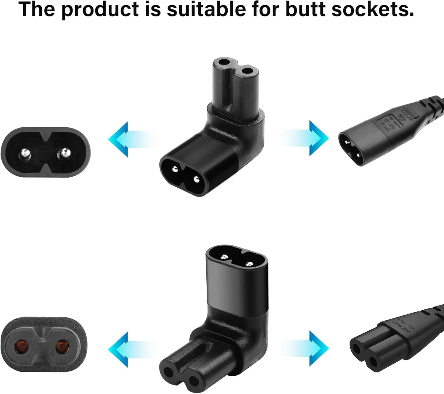 High Quality Iec Converter C7 to C8 Angle Plug Adapter Female to Male ...