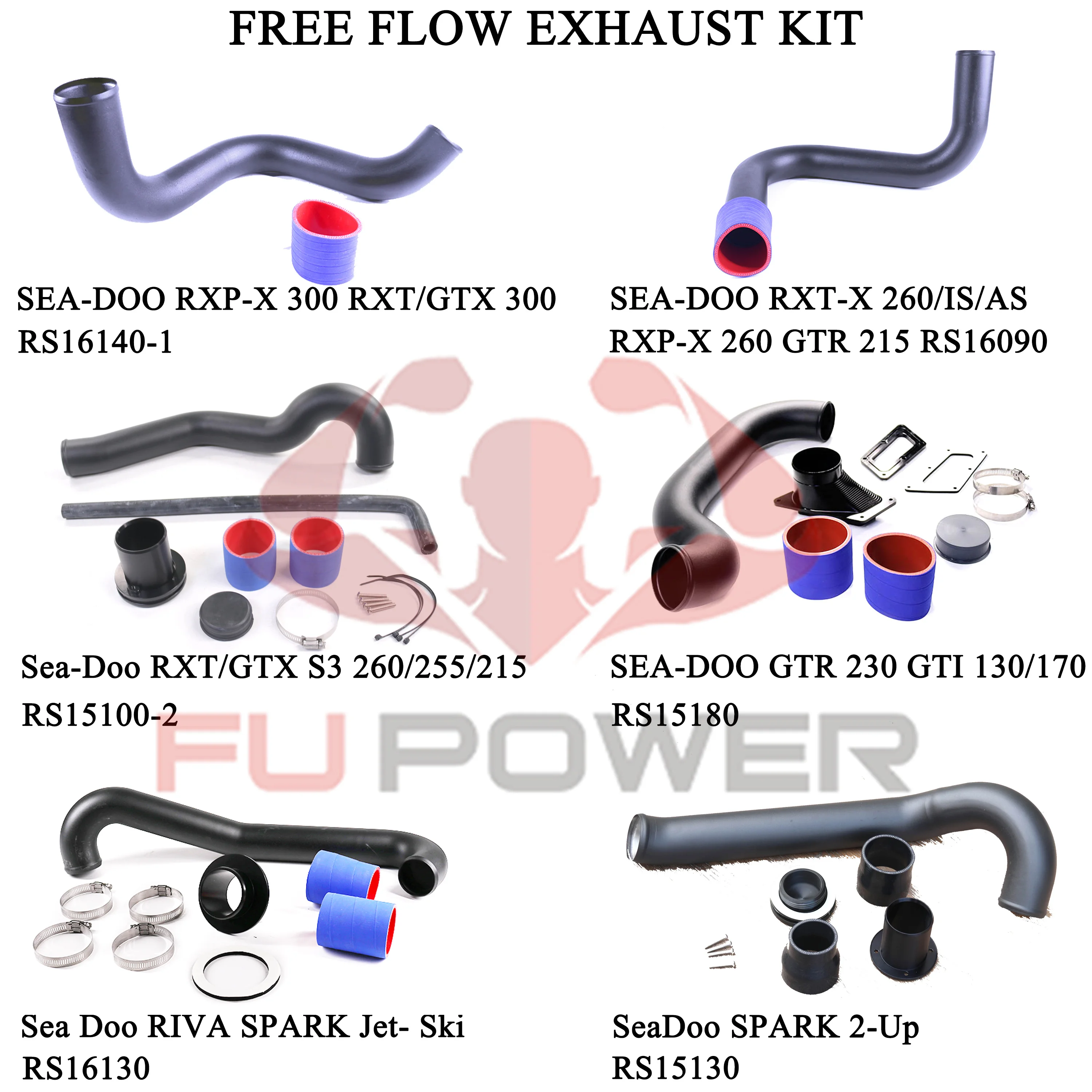 Free Flow Titanium Exhaust Kit for Sea-Doo GTX Limited 300 RXT/GTX/GTR ...