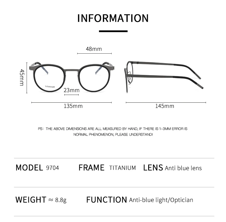 Unisex Flexible Spectacles Male Round German Eyewear Men Women Optical ...