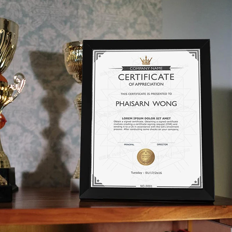 8x11'' Standard Size Wood Photo Frame HD Glass Certificate Degree ...