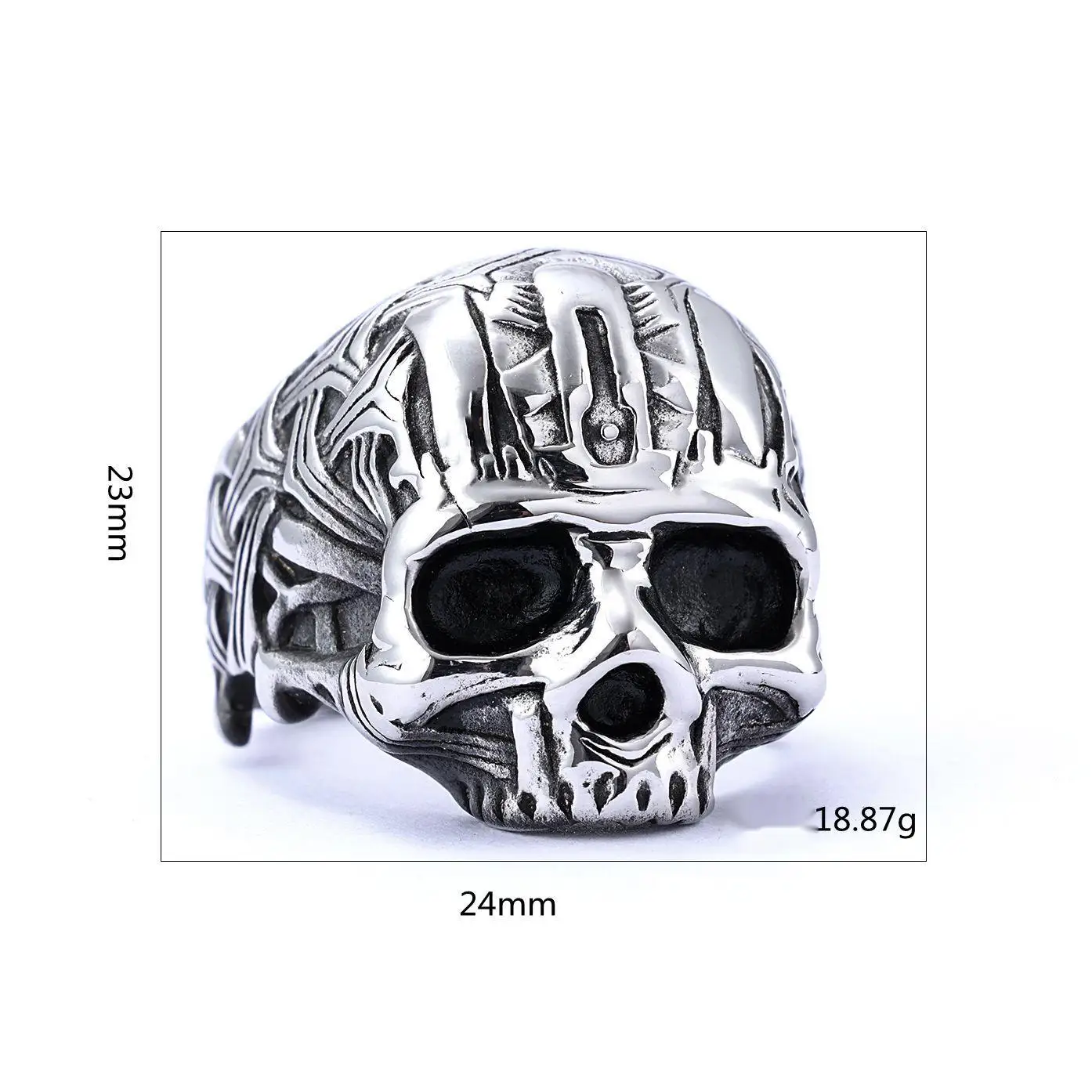 Men's Skull Ring - Punk Biker Jewelry in Stainless Steel