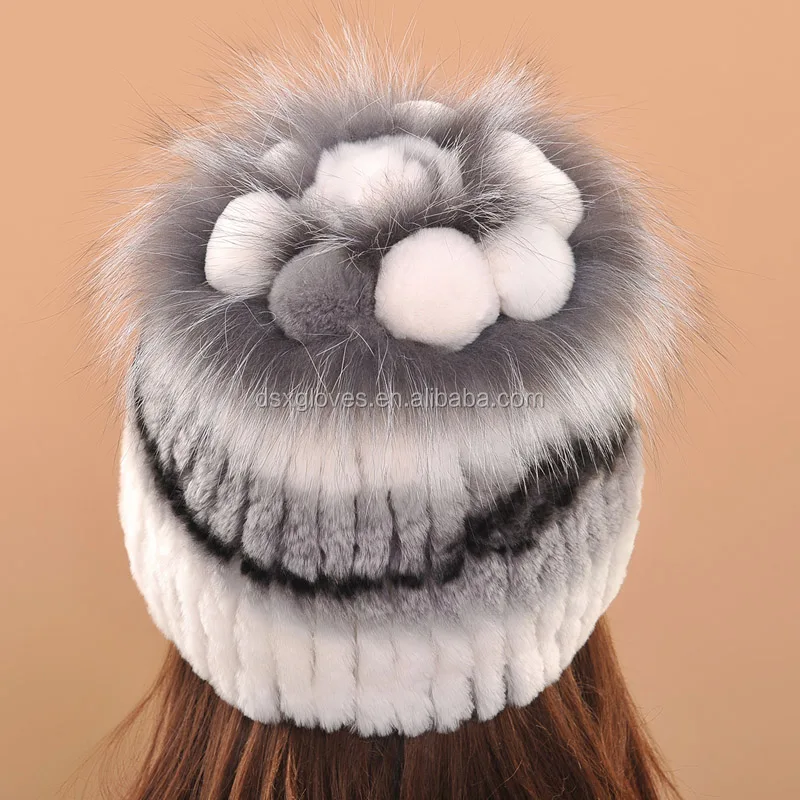 High Quality Genuine Rabbit Fur Caps Women Winter Fur Rex Rabbit ...