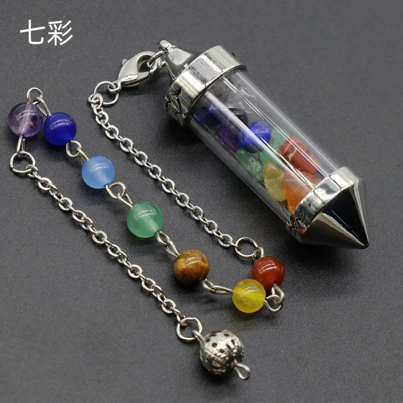 Seven Chakra Pendulum Seven-chakra Gravel Pendulum Amethyst Powder ...