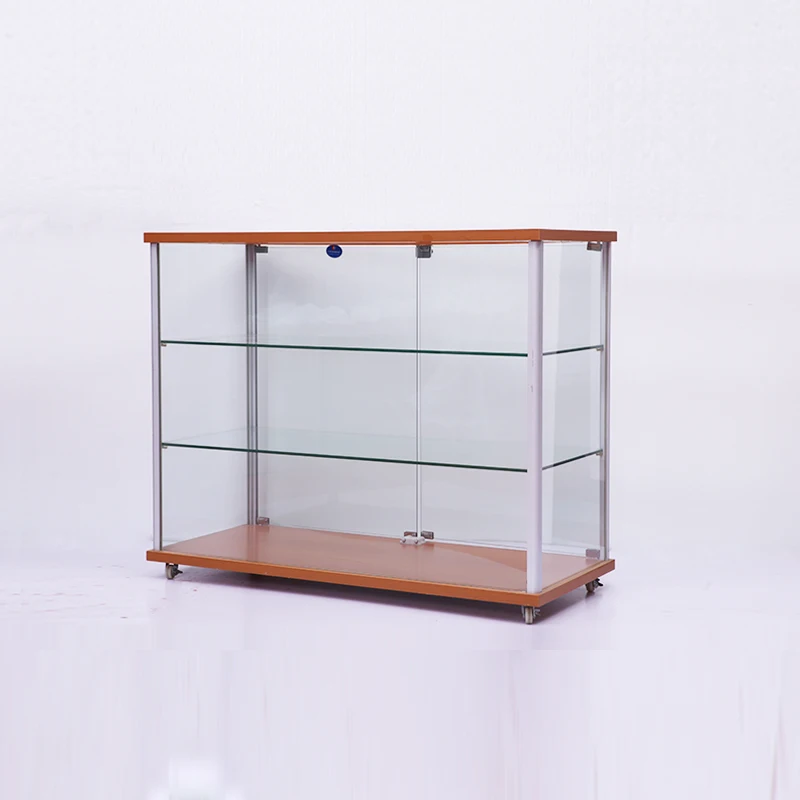 Lockable Aluminum Glass Display Case with Adjustable Shelves