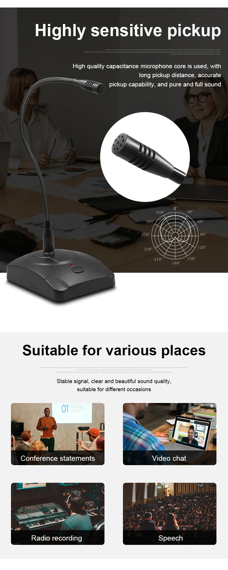 Isong HY38 Condenser Desktop Gooseneck Microphone for Conferences