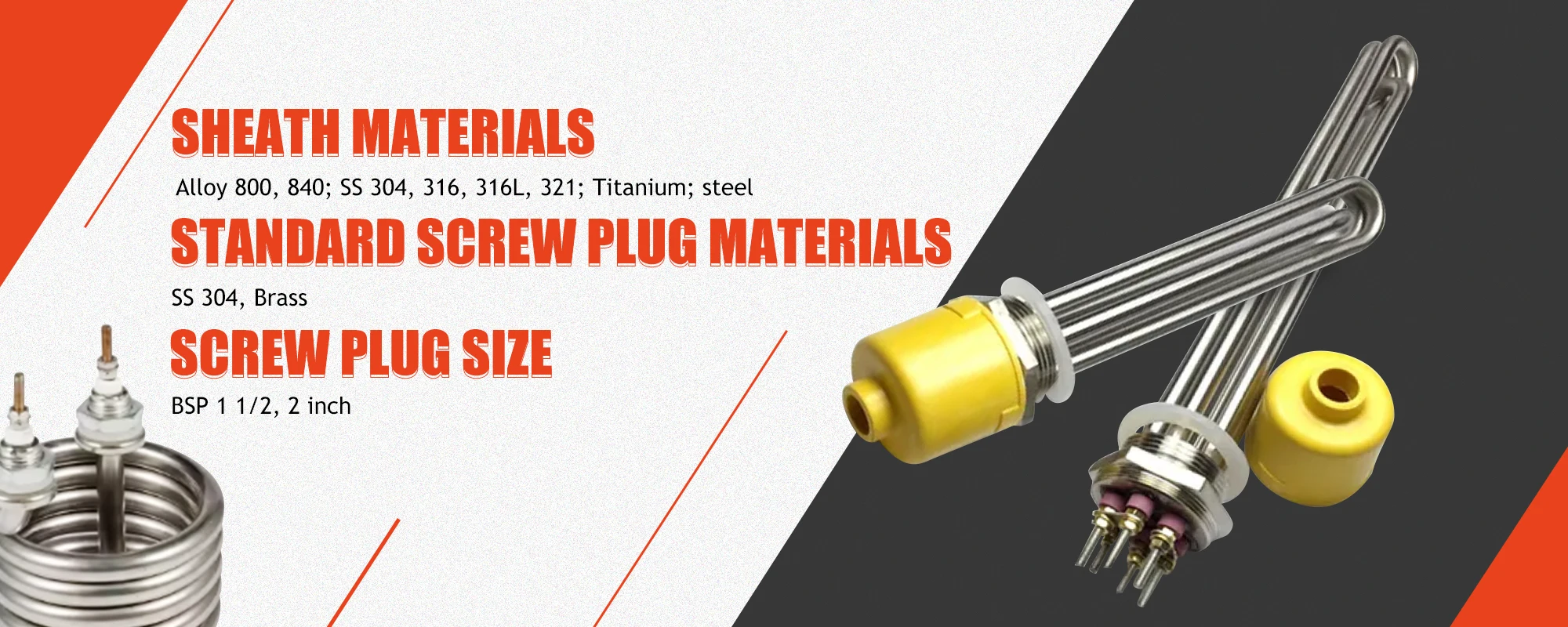 220V/240V 750W Tubular Immersion Heater - Stainless Steel