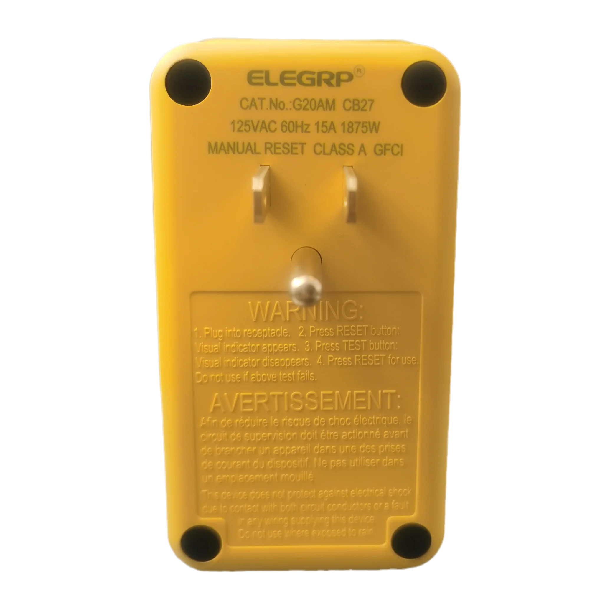 3 Prong Self-Test GFCI Adapter - Reliable Ground Fault Protection