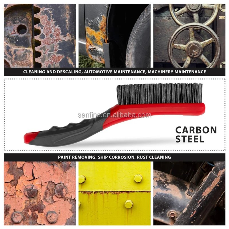 Heavy Duty Wire Brush Set Stainless & Carbon Steel Bristles With ...